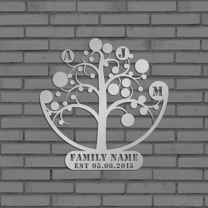 Personalized Metal Family Tree Name Sign Metal Wall Art | Etsy