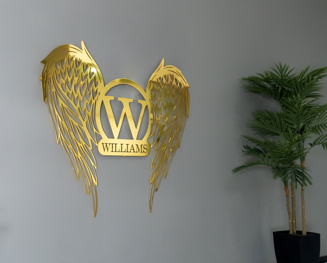 Custom Metal Angel Wings Name Sign, Large Metal Wall Art, Personalized ...