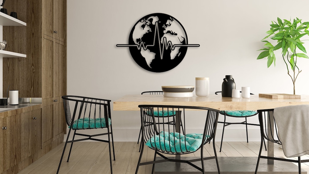 Metal World Map Wall Art, Abstract Metal World Map, Large Metal Wall ...