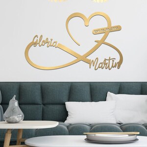 Personalized Wedding Gift for Couple, Heart Sign With Names and Date ...