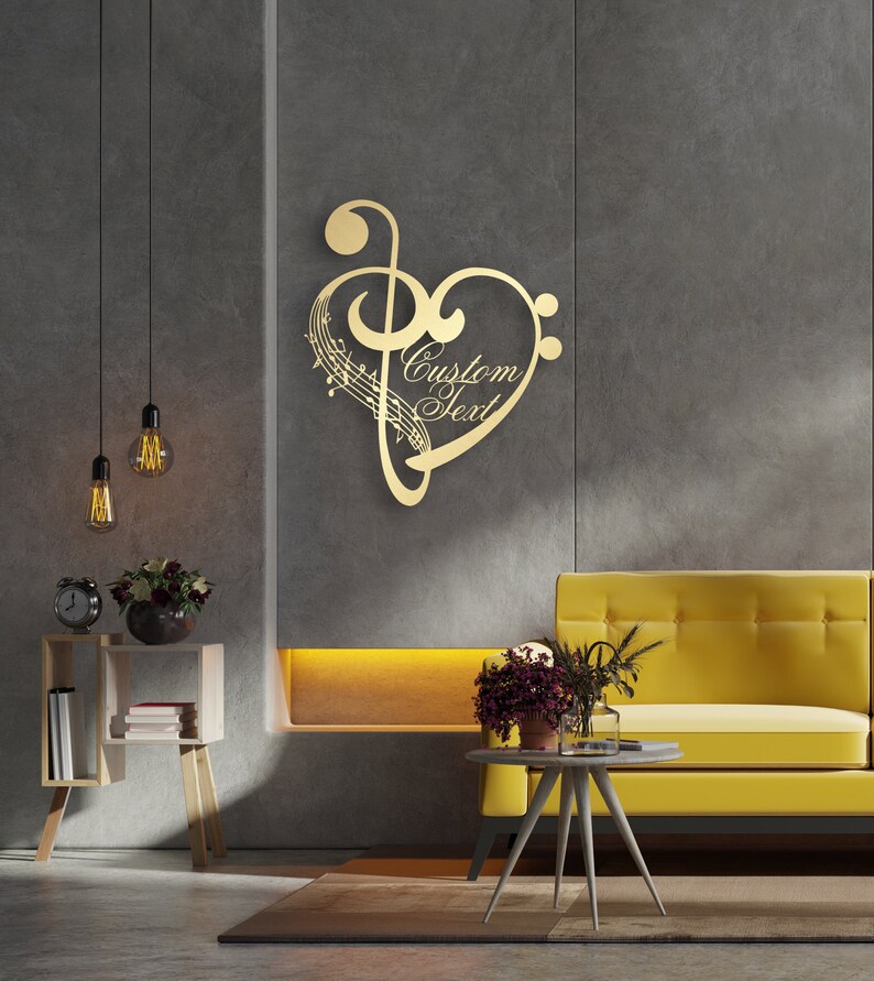 Metal Music Notes Gift, Custom Music Notes and Heart Large Metal Wall ...