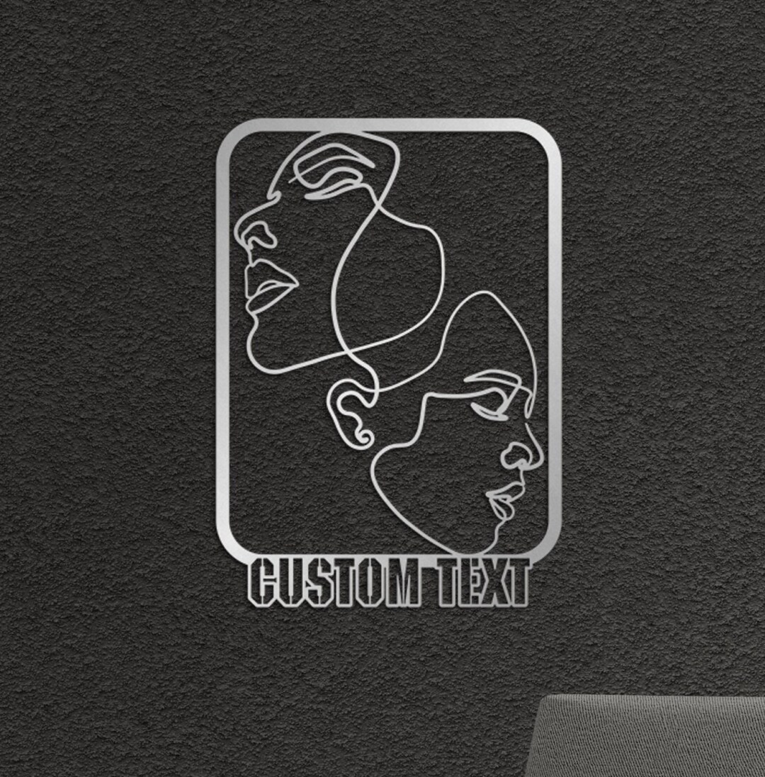 Silver Metal Faces Wall Art, Personalized Large Metal Wall Art, Large ...
