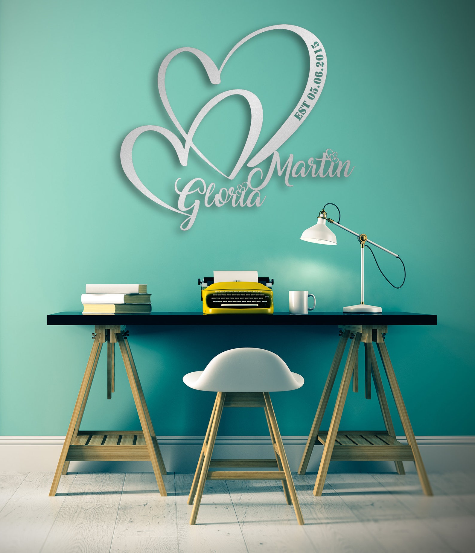 Metal Customized Love Sign Heart and Love Metal Wall Art - Etsy