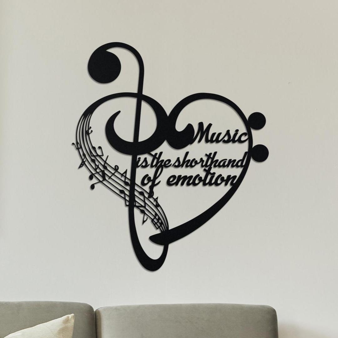 Custom Music Notes Wall Art – Personalized Metal Heart and Music Quote ...