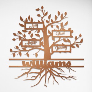 Gold Metal Family Tree Name Sign, Large Metal Wall Art, Customized Home ...