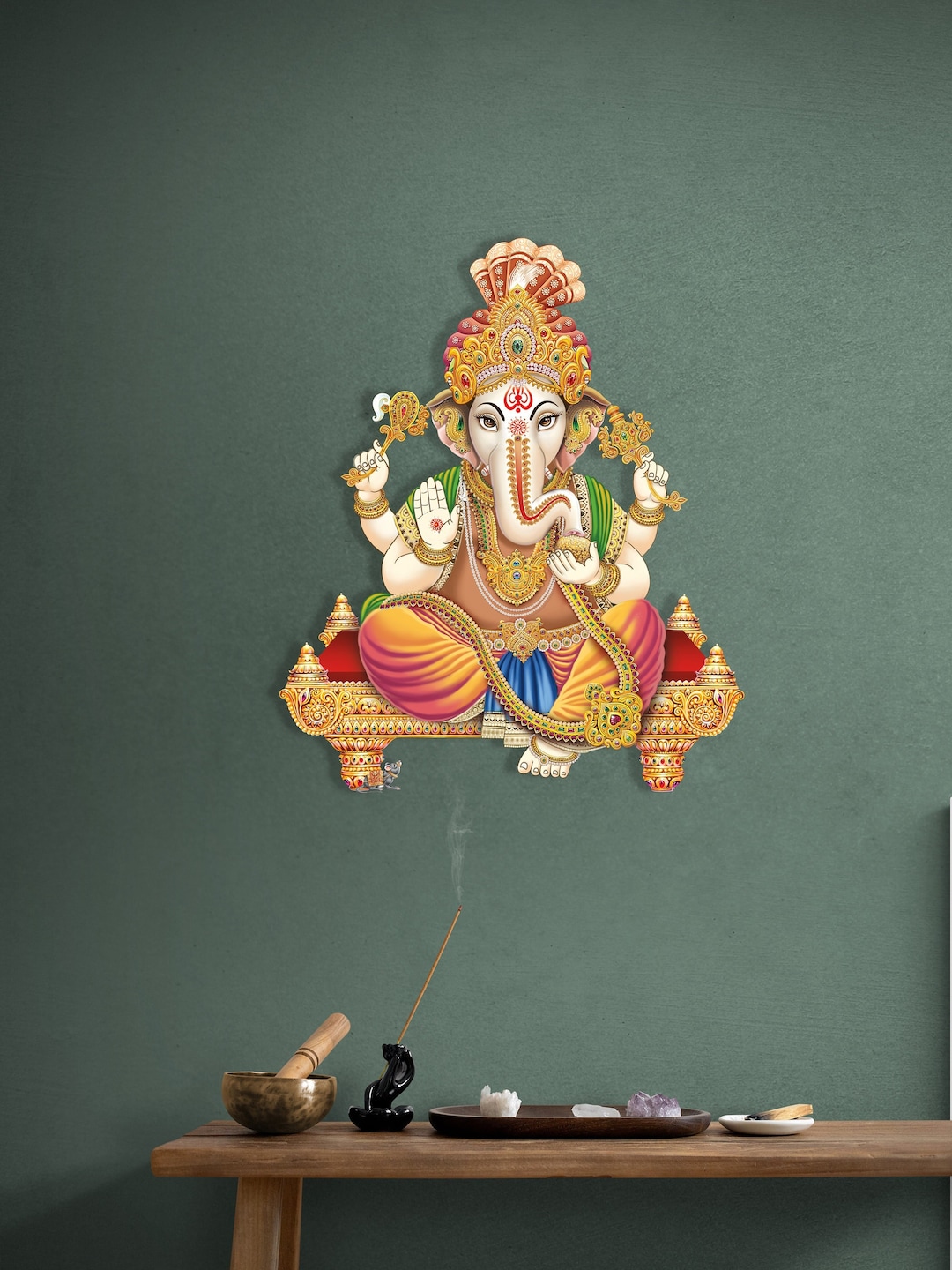 Ganesha Metal Wall Art, Elephant Hindu God Statue Idol, Hindu Home ...