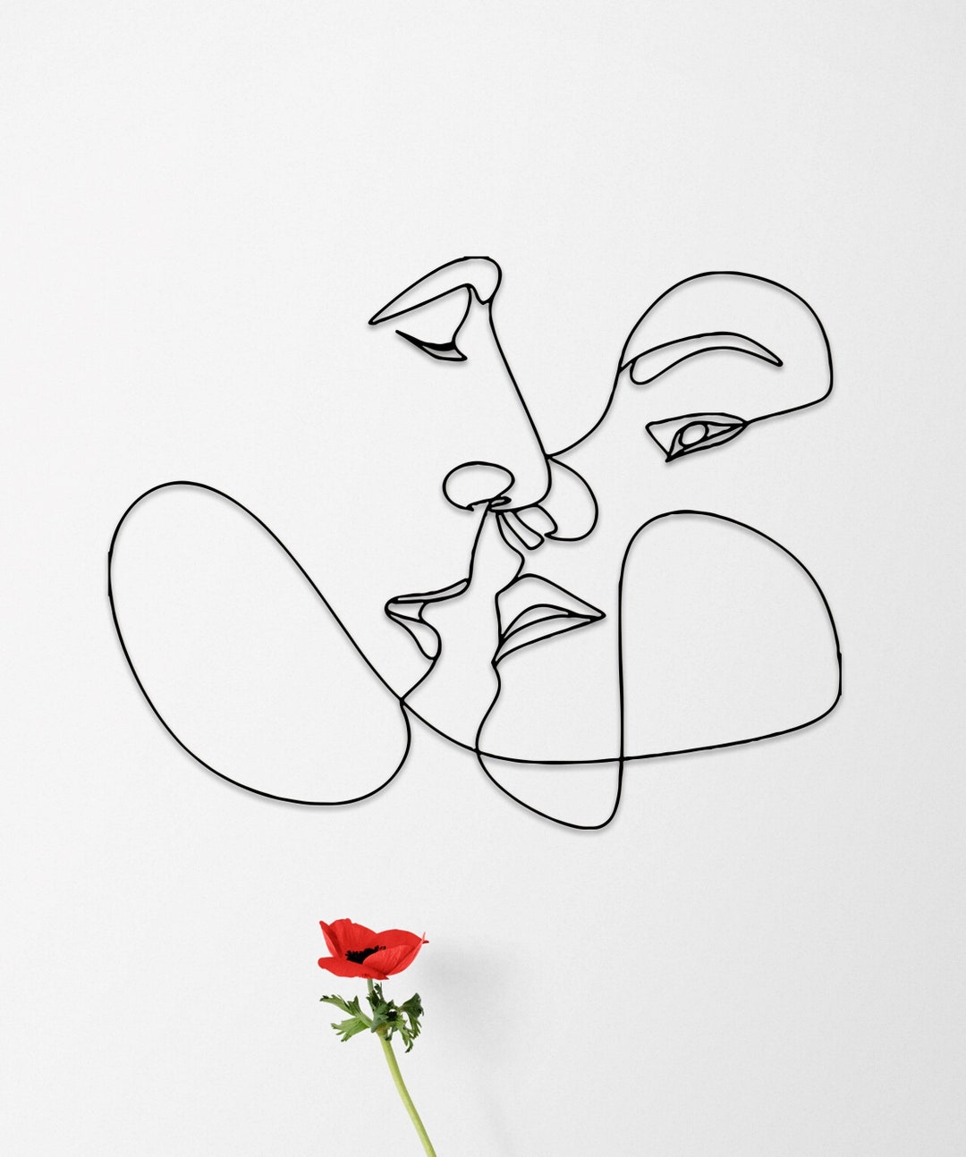Metal Love Line Art Wall Decor, Line Face Large Metal Wall Art, Metal ...