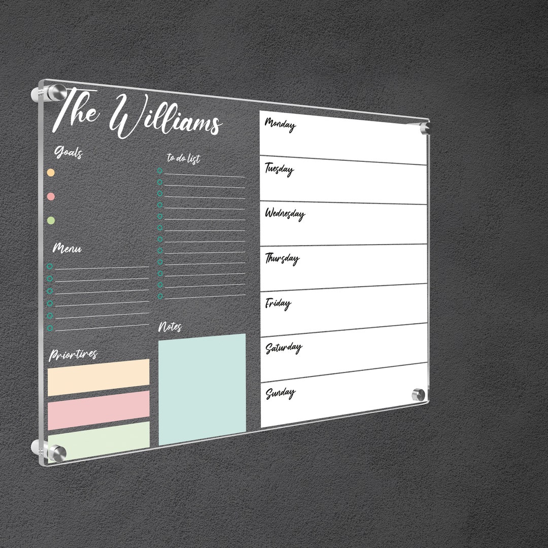 Personalized Acrylic Wall Calendar, Family Wall Planner, Dry Erase ...