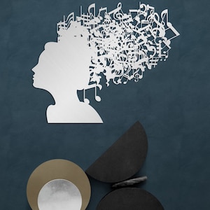 Music Notes Gift, Music Notes and Girl Large Metal Wall Art, Gift for ...