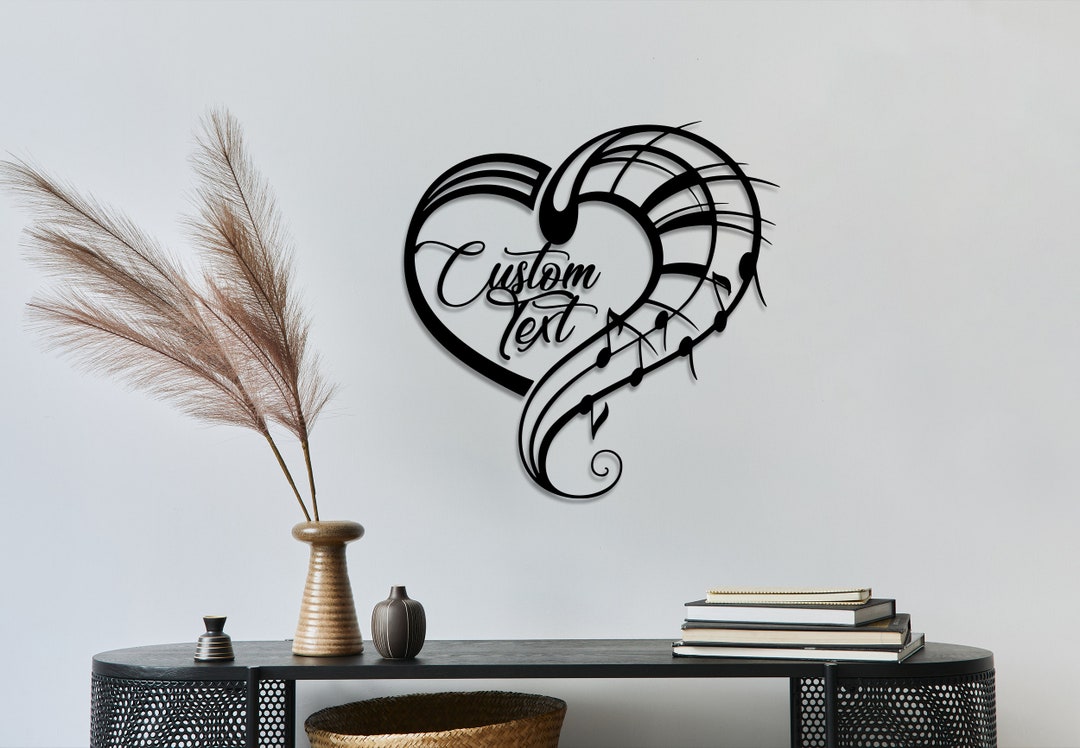 Personalized Music Notes Gift, Music Notes and Heart Large Metal Wall ...