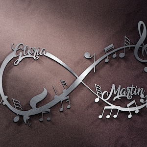 Metal Custom Music Notes Gift, Music Notes and Infinity Large Metal ...