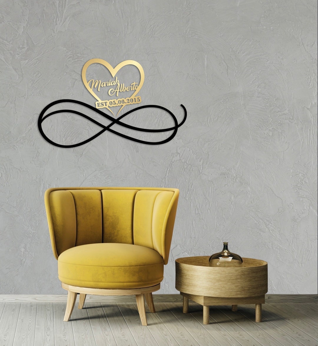 Custom Infinity Heart Metal Wall Art – Personalized Couple Name Sign ...