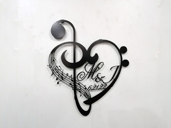 Metal Music Notes Gift Custom Music Notes and Heart Metal - Etsy