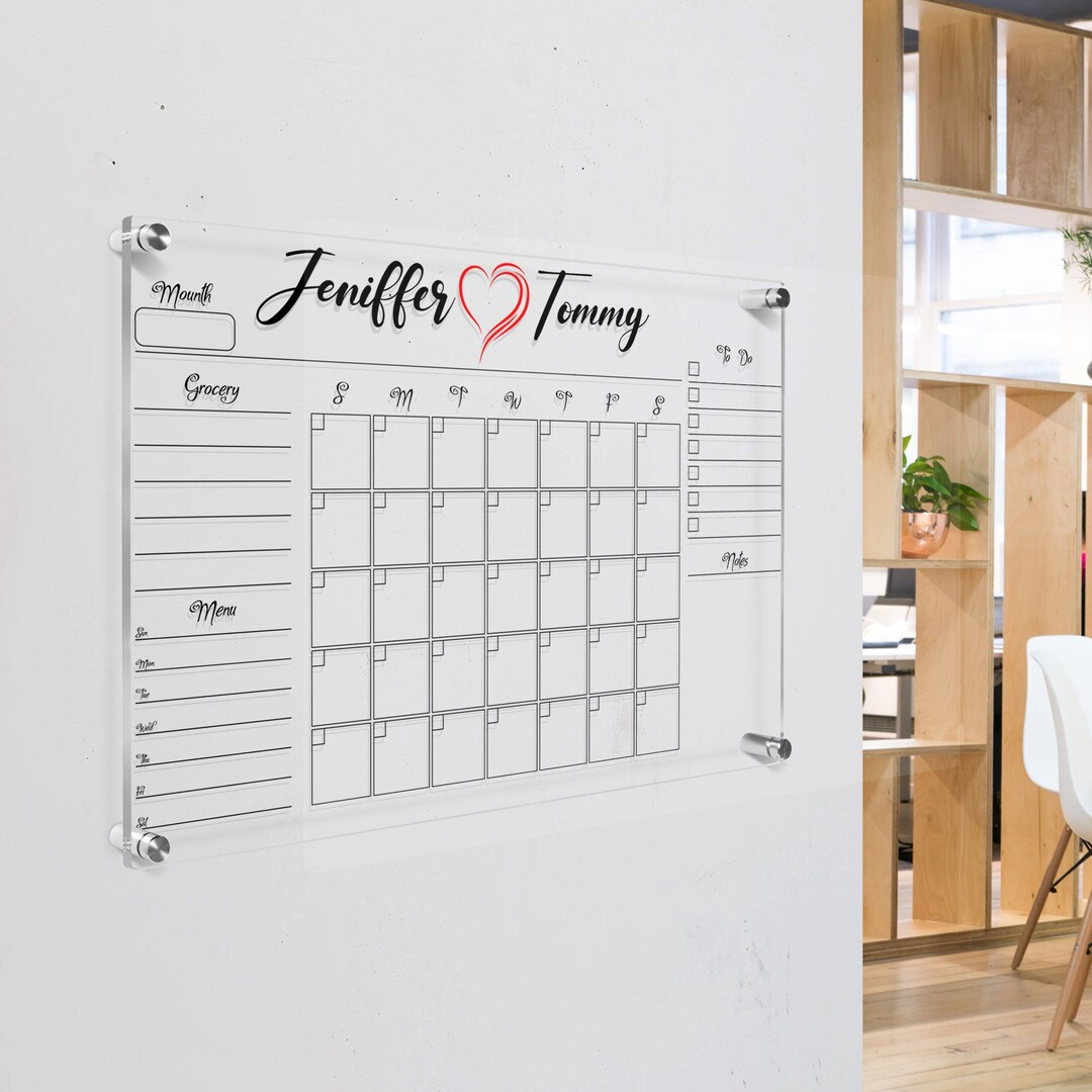 Acrylic Wall Calendar, Personalized Wedding Gift Family Wall Planner ...