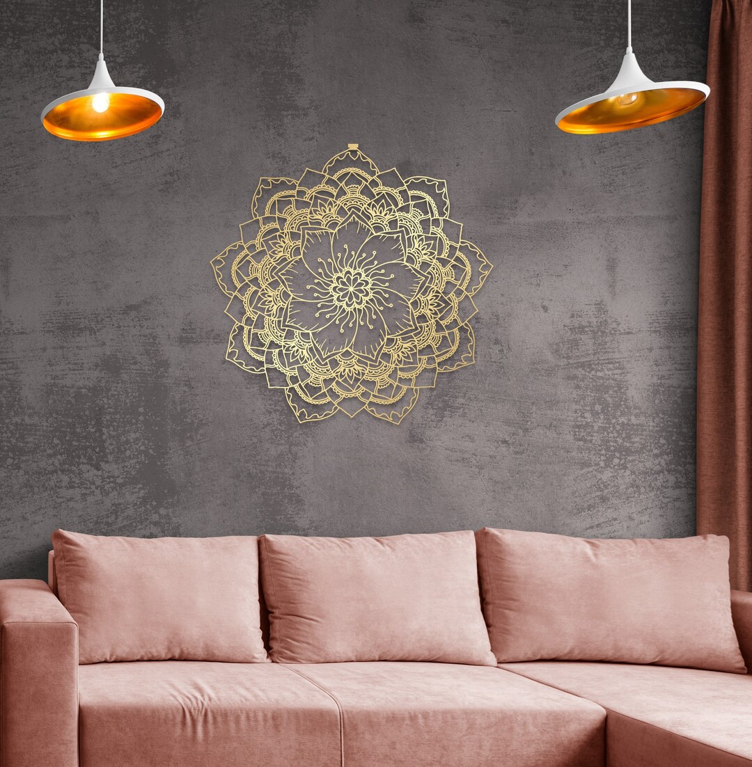 Gold Floral Mandala Large Metal Wall Art Decor, Mandala Large Metal ...