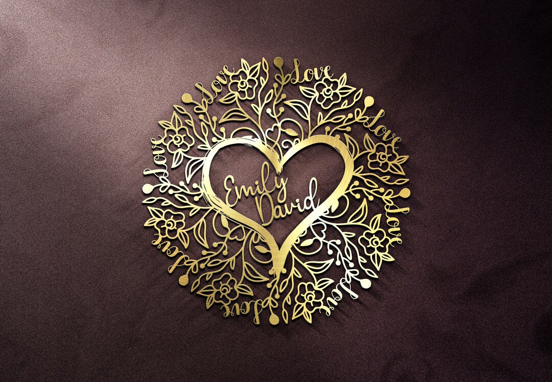 Personalized Wedding Gift for Couple, Floral Heart With Names and Date ...