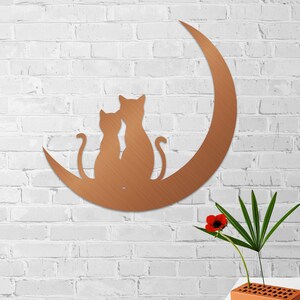 Cat Themed Gifts, Personalized Cats and Moon Large Metal Wall Art and ...