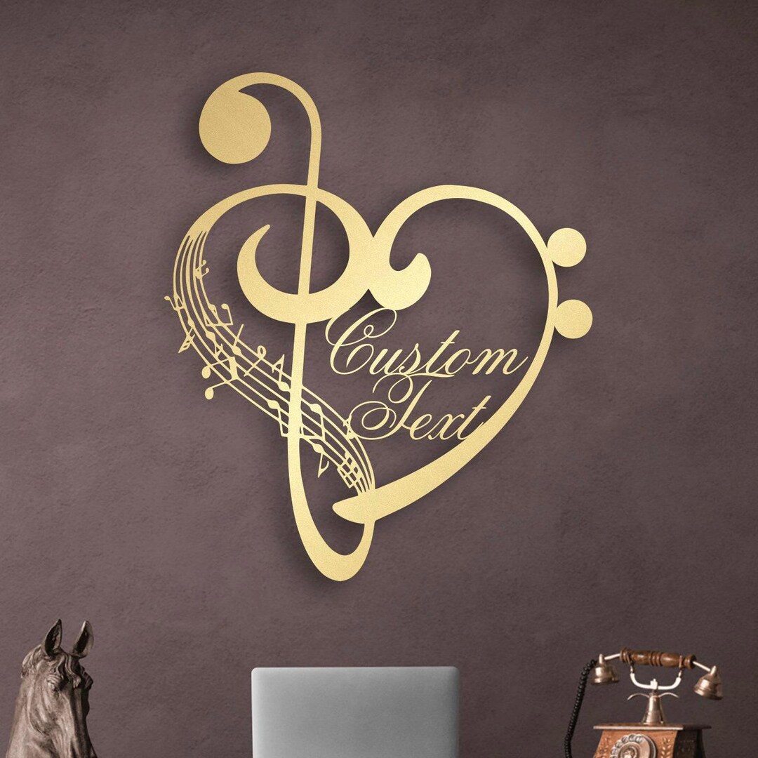 Personalized Music Notes Gift, Music Notes and Heart Large Metal Wall ...