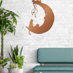 Personalized Cats and Moon Large Metal Wall Art and Decor, Customized ...