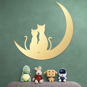 Cat Themed Gifts, Personalized Cats and Moon Large Metal Wall Art and ...