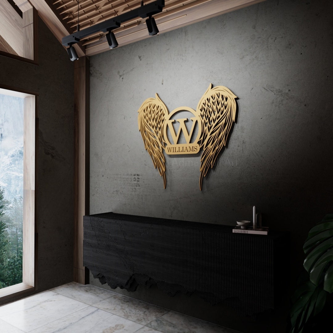Personalized Metal Angel Wings Name Sign Wall Art, Personalized Unique ...