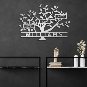 Personalized Metal Family Tree Name Sign, Large Metal Wall Art and ...