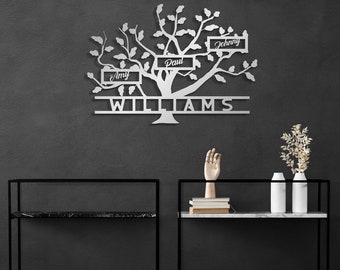 Metal Family Tree Art - Etsy
