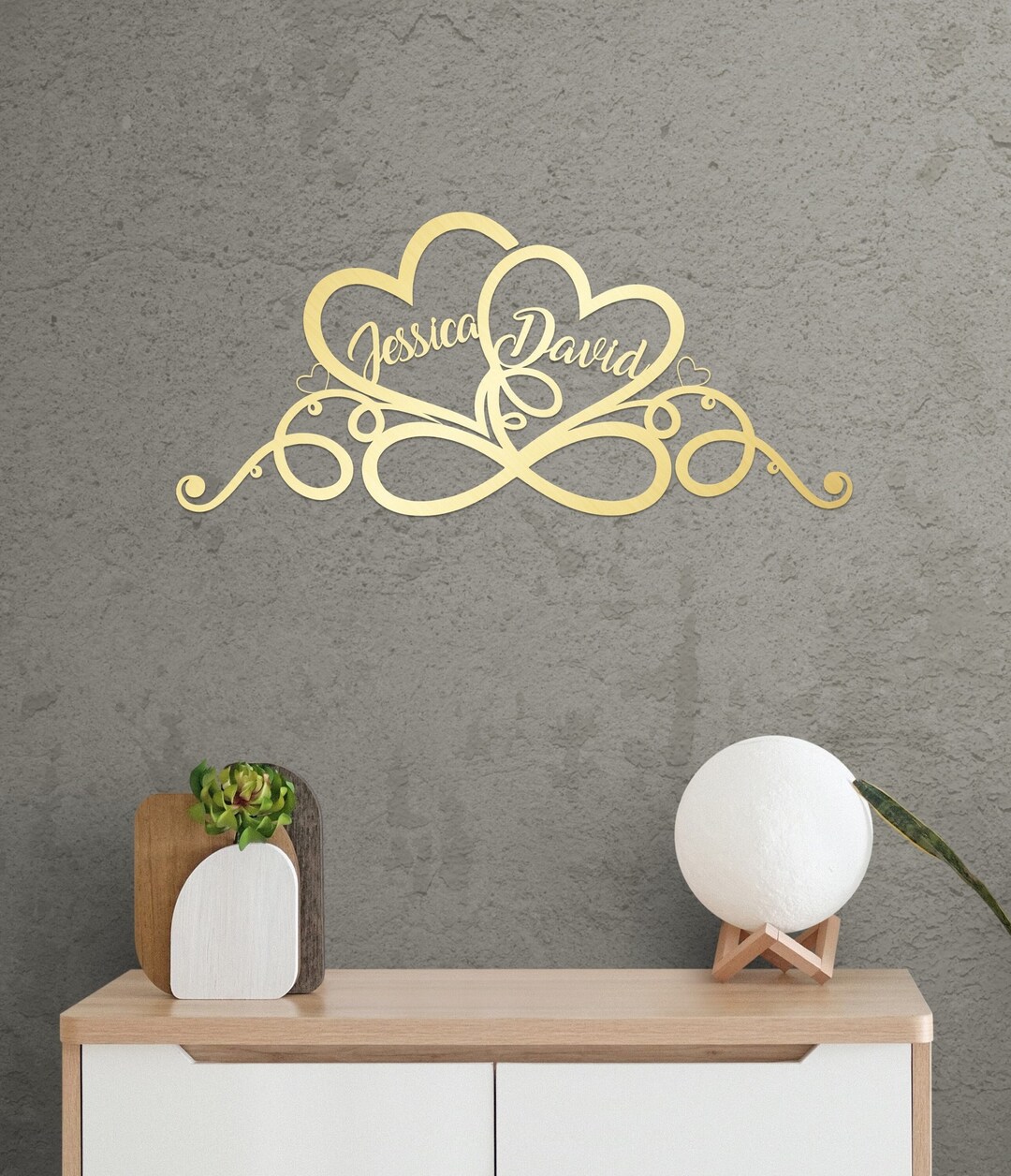 Personalized Wedding Gift for Couple, Gold Heart Sign With Names and ...