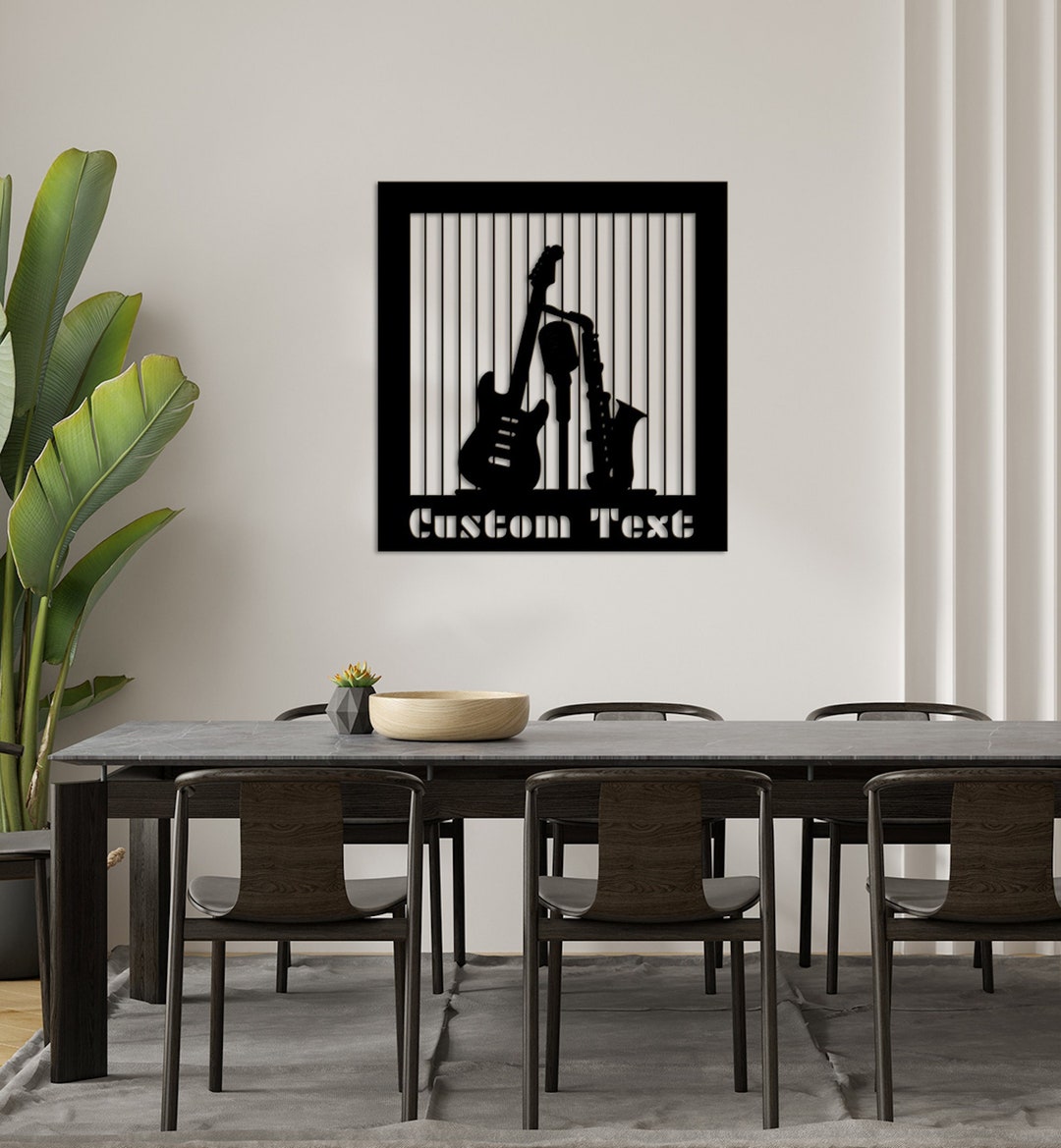 Personalized Music Gift, Guitar and Saxophone Large Metal Wall Art ...