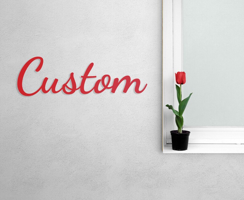 Custom Metal Words Wall Art, Your Custom Text, Custom Name Script Metal ...