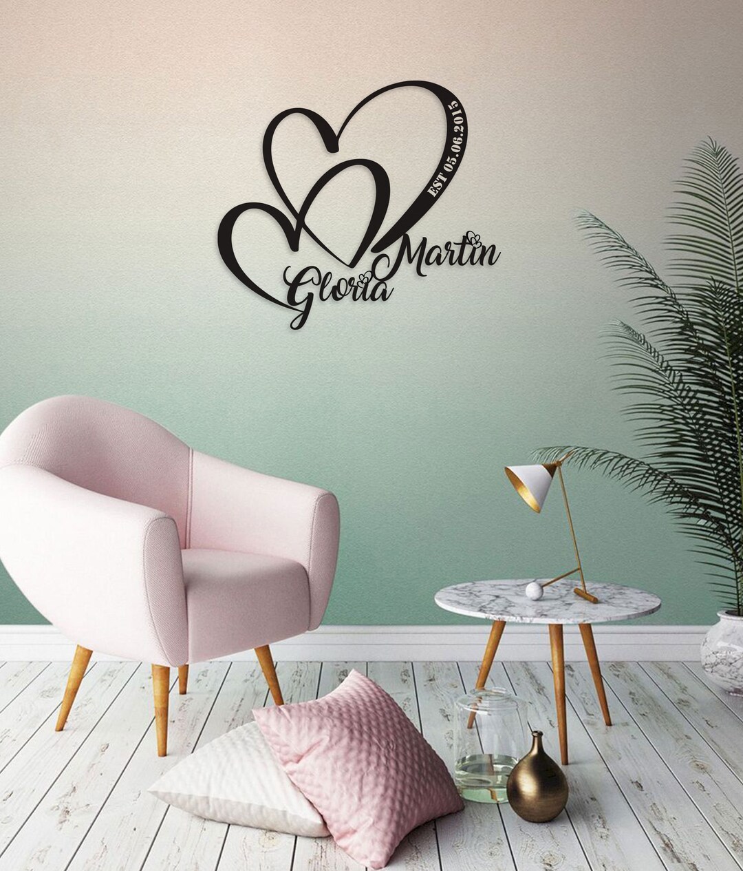 Personalized Wedding Gift for Couple, Heart Sign With Names and Date ...