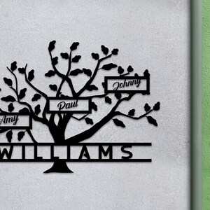 Metal Family Tree Name Sign, Large Metal Wall Art and Decor, Customized ...