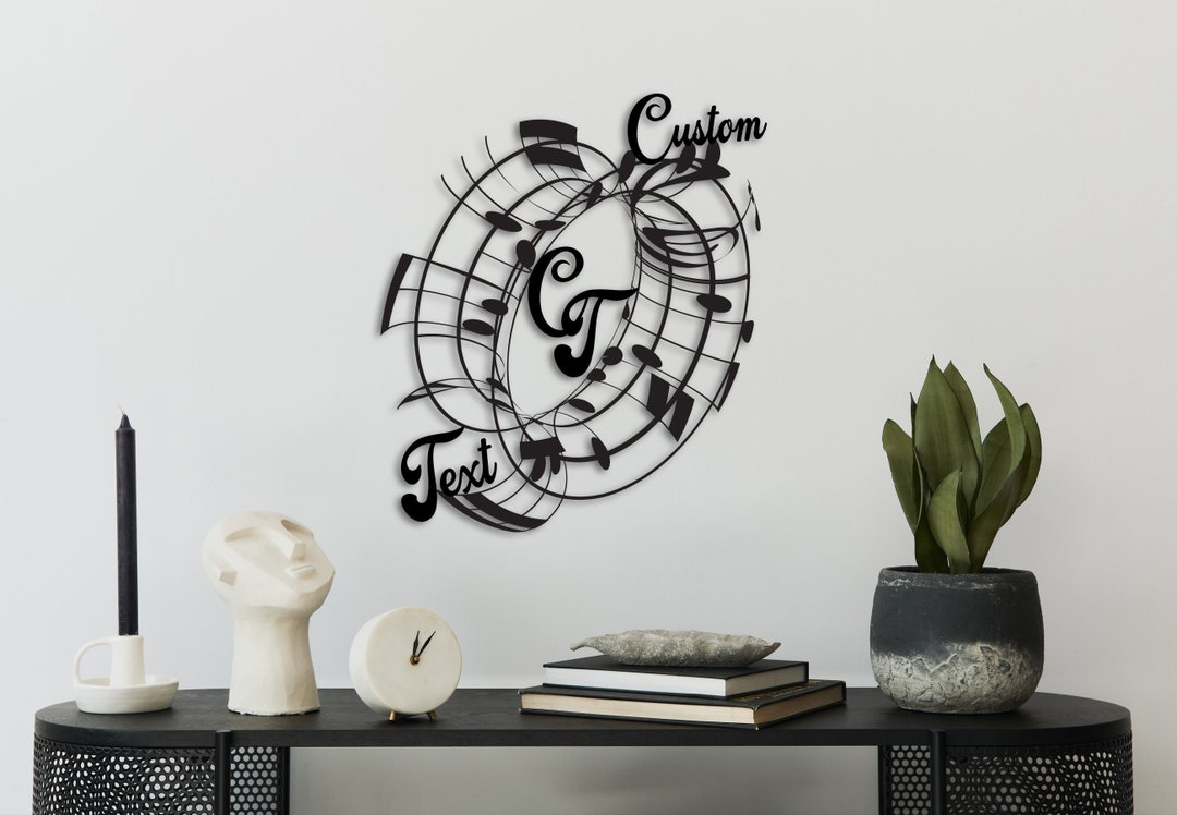Personalized Music Notes Gift, Music Notes Heart Large Metal Wall Art ...