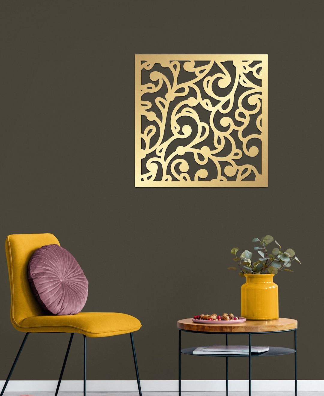 Gold Metal Wall Art And Decor Modern Metal Wall Art Home Etsy