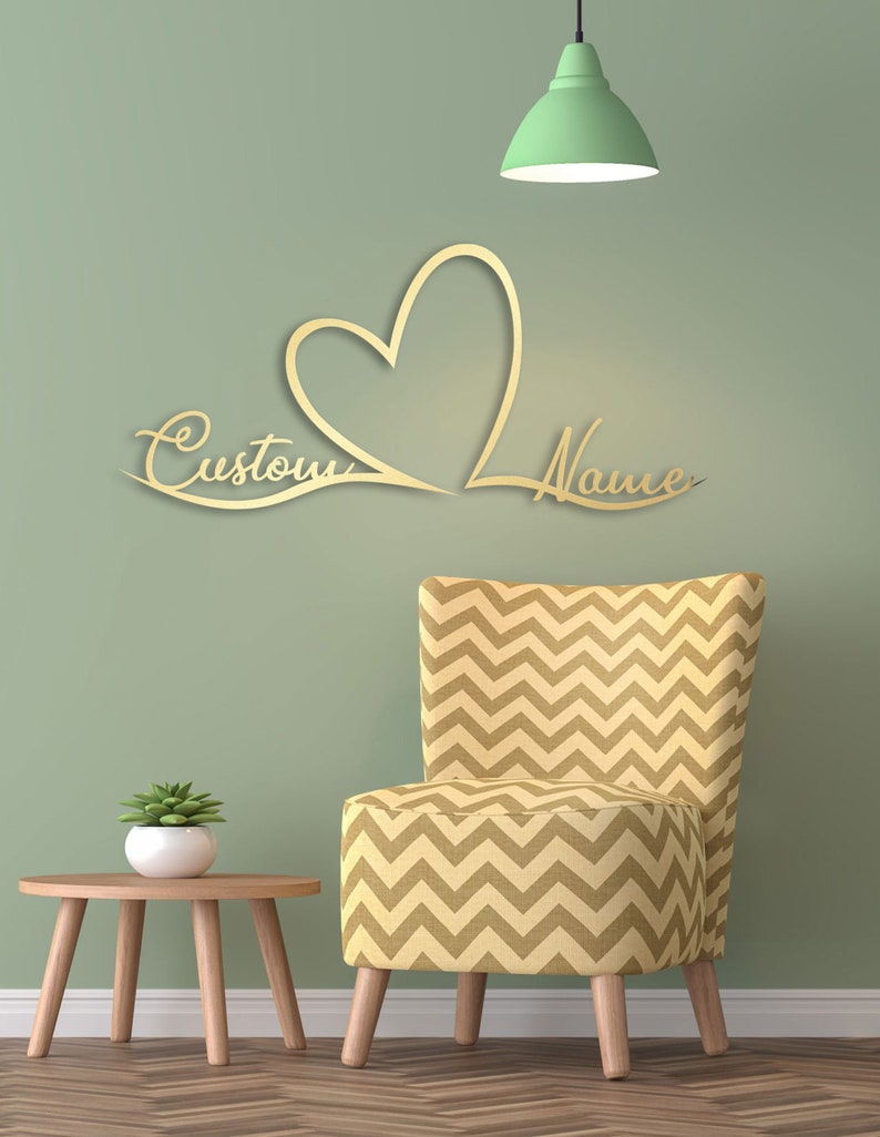 Metal Customized Love Sign Heart and Love Metal Wall Art | Etsy