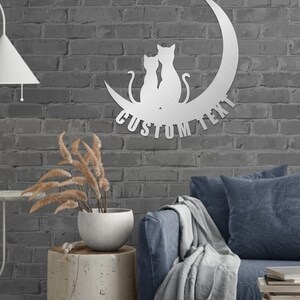 Cat Themed Gifts, Personalized Cats and Moon Large Metal Wall Art and ...