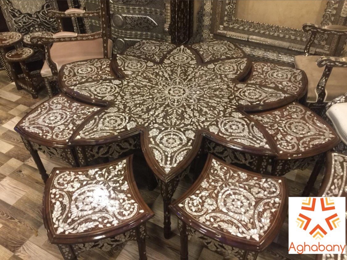 Octagonal Artistic Table With Mother of Pearl Inlay - Etsy