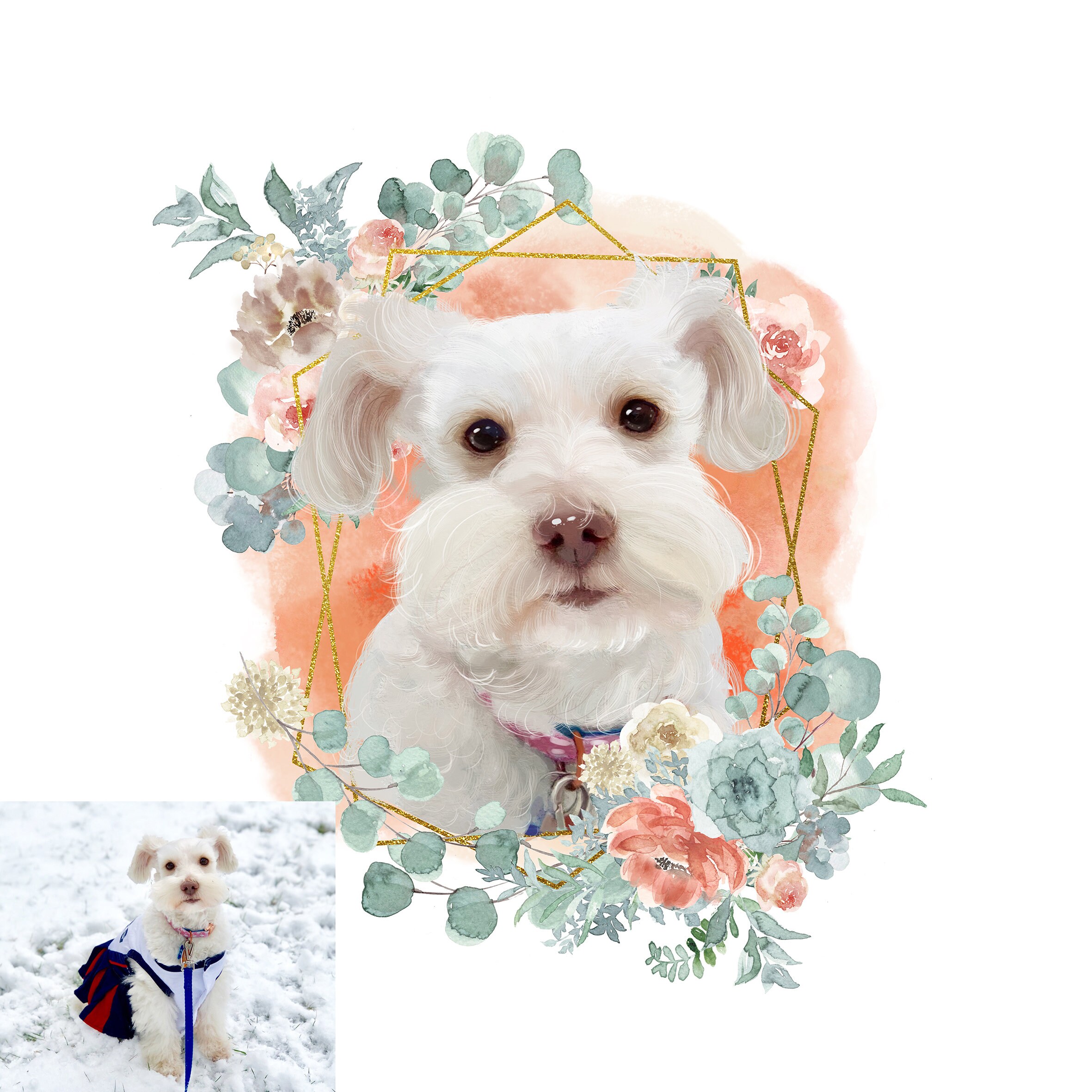 Custom Dog Portrait, Custom Pet Portrait,pet Portrait Digital,dog ...