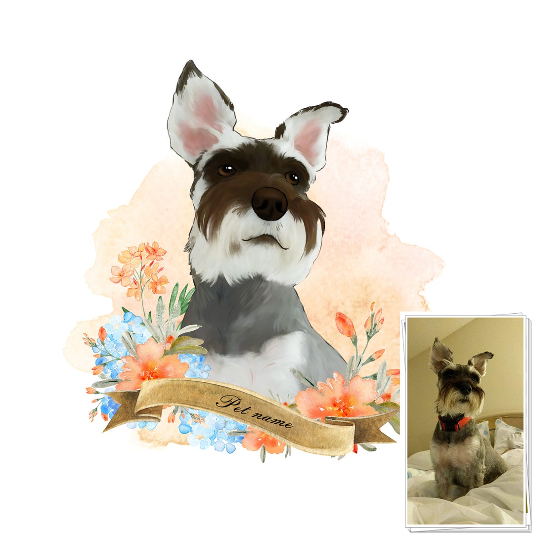 Custom Pet Portrait,custom Pet Drawing,digital Painting,dog Memorial ...