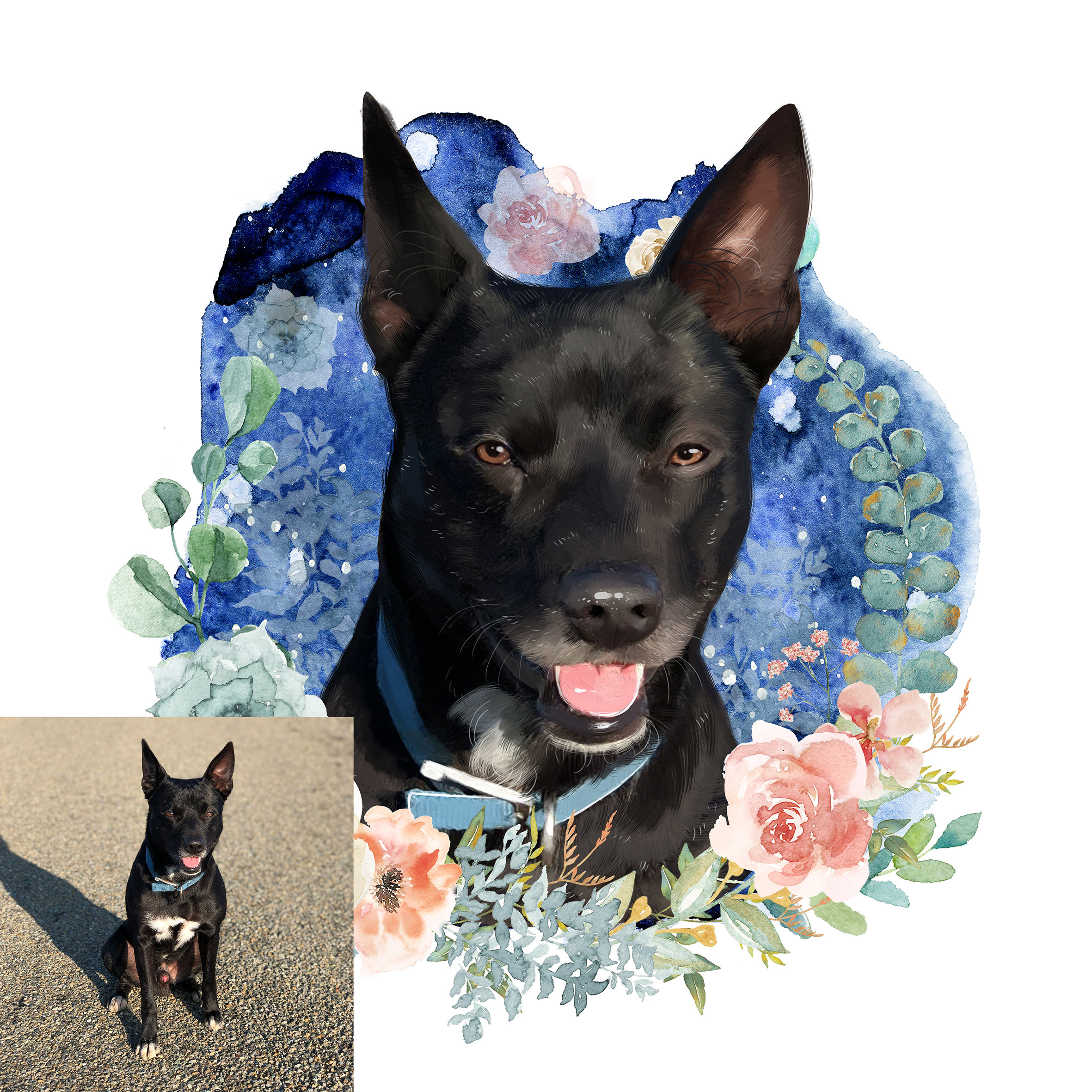 Custom Dog Portrait, Custom Pet Portrait,pet Portrait Digital,dog ...