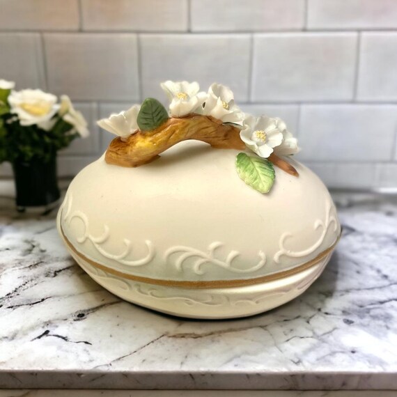 Lefton Easter Egg Shaped Trinket Dish Hand PaintedFlo… - Gem