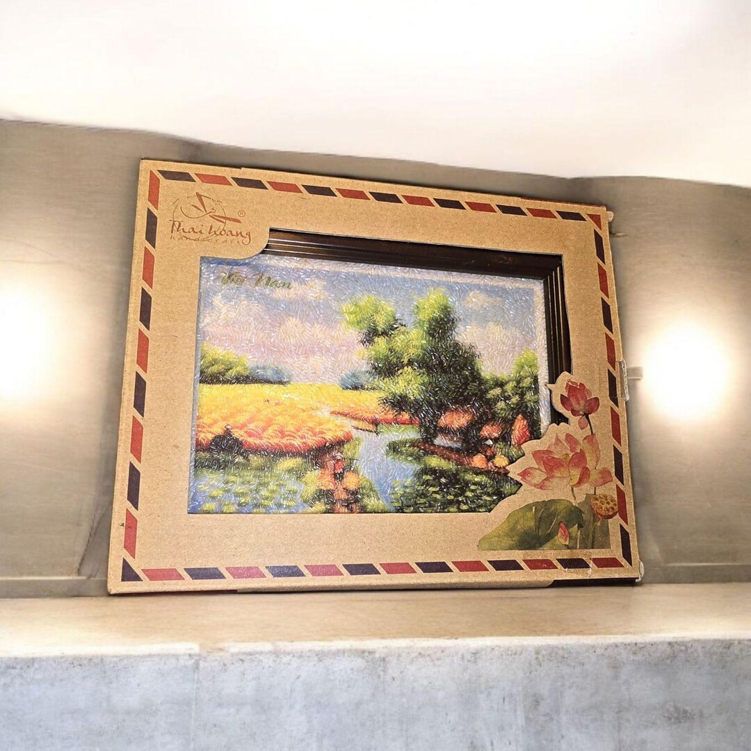 Vietnamese Rice Art Framed Landscape Painting Hand Crafted Original ...