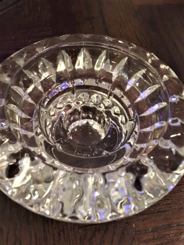 Candlestick Holders Cut Glass (two) Diamond Pattern, Vintage ...