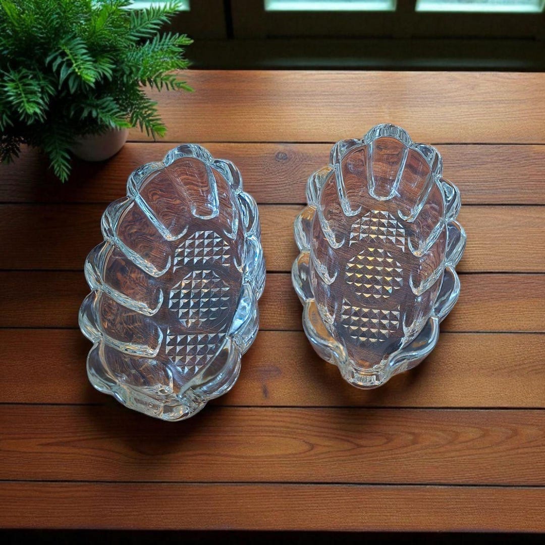 Princess House Crystal Utensil Spoon and Fork Rest Holders (2) Vintage ...