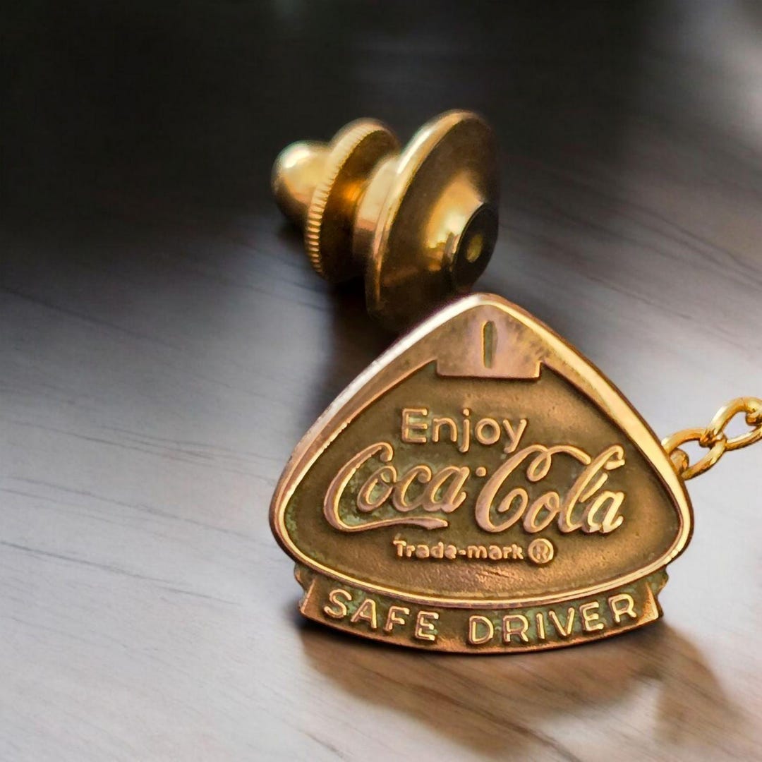 Vintage Coca-cola Safe Driver Lapel Pin Tie Pin With Chain & Clutch ...