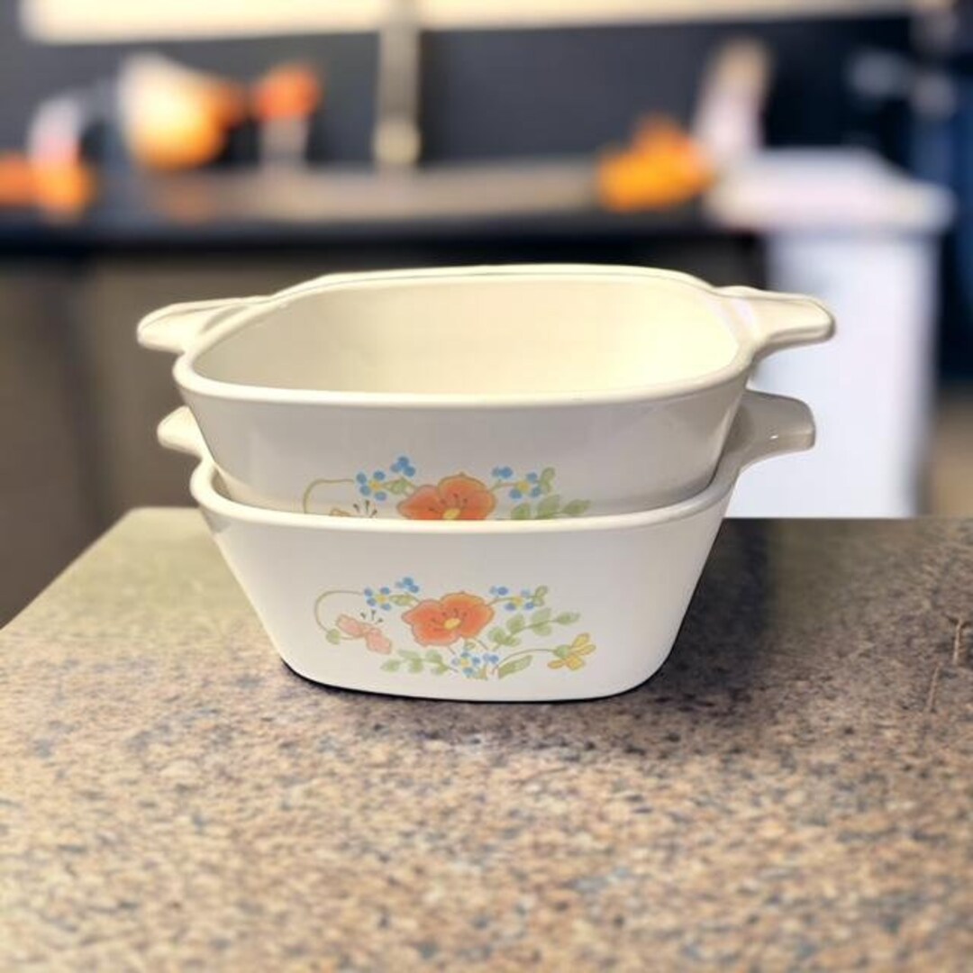 Corning Ware Wildflower P-43-B Casserole Dish, Set of 2 No Lid, Holds 2 ...