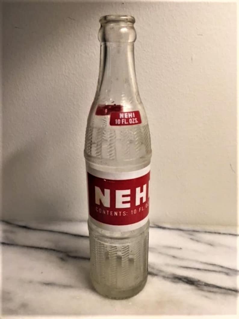 Nehi Soda Bottle Vintage Clear Glass Red White Logo Collectible Glass ...
