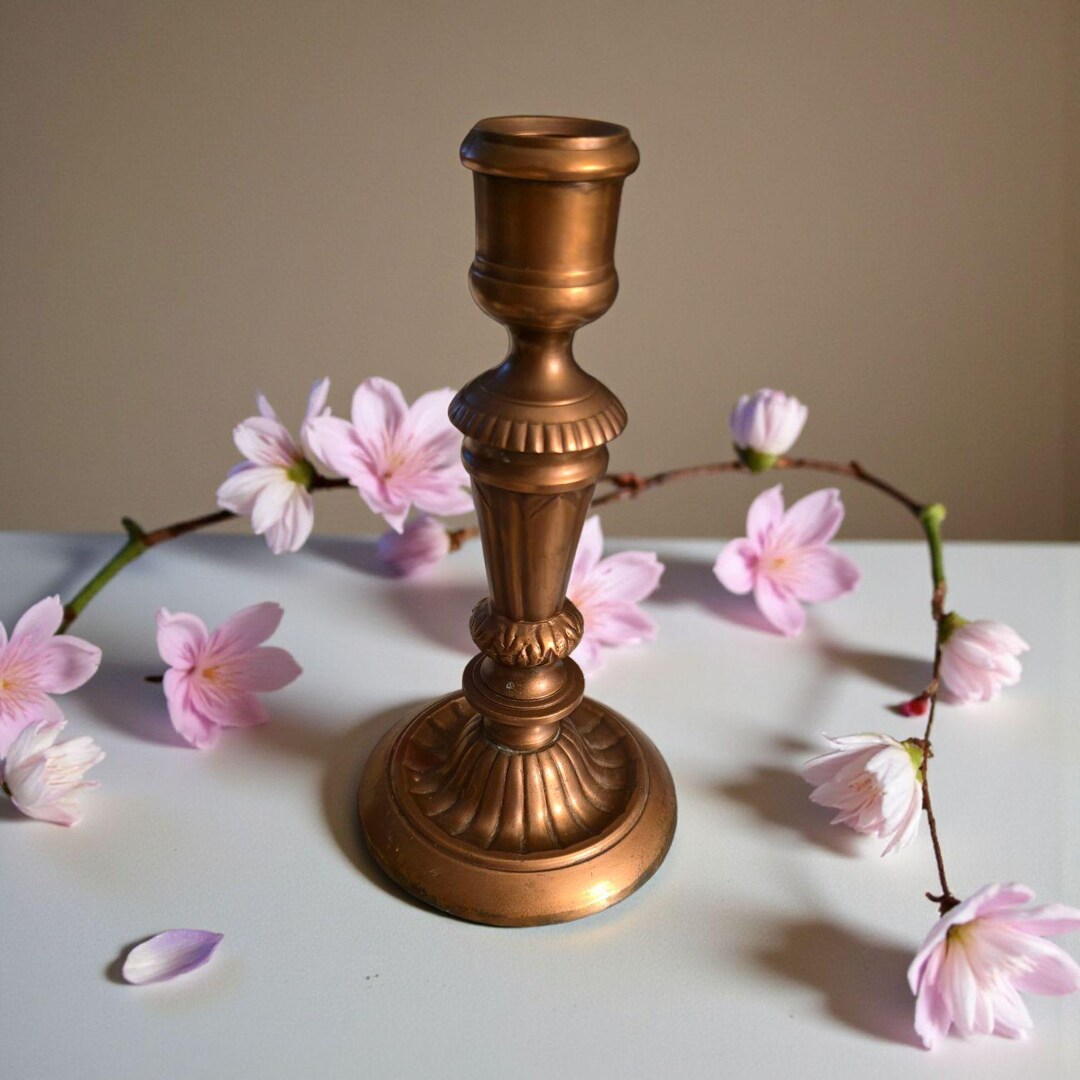 Vintage Copper Brass Candle Holder 7.5