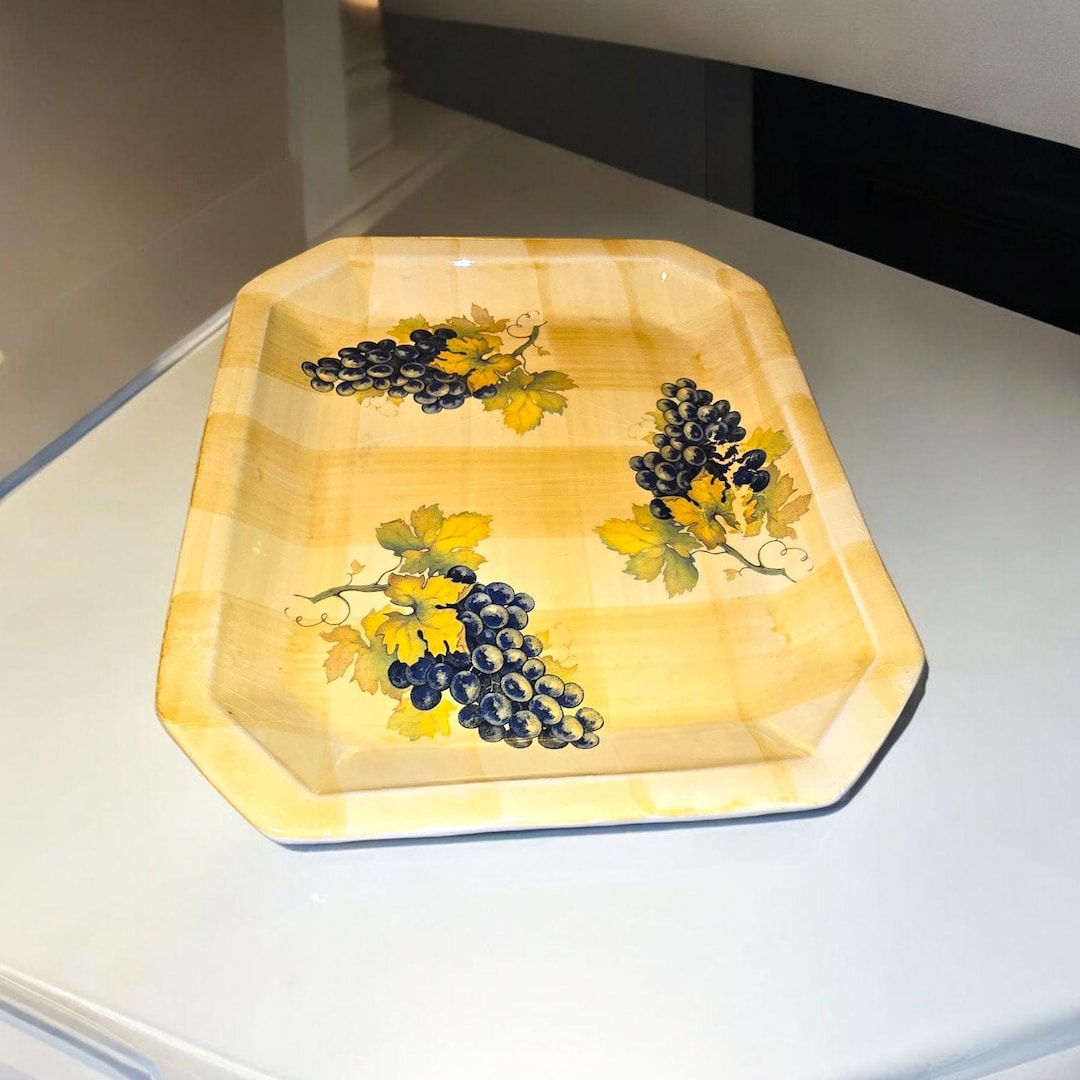 Vintage Ceramica Due Torri Italy Octagonal Grapes Design Ceramic Tray ...