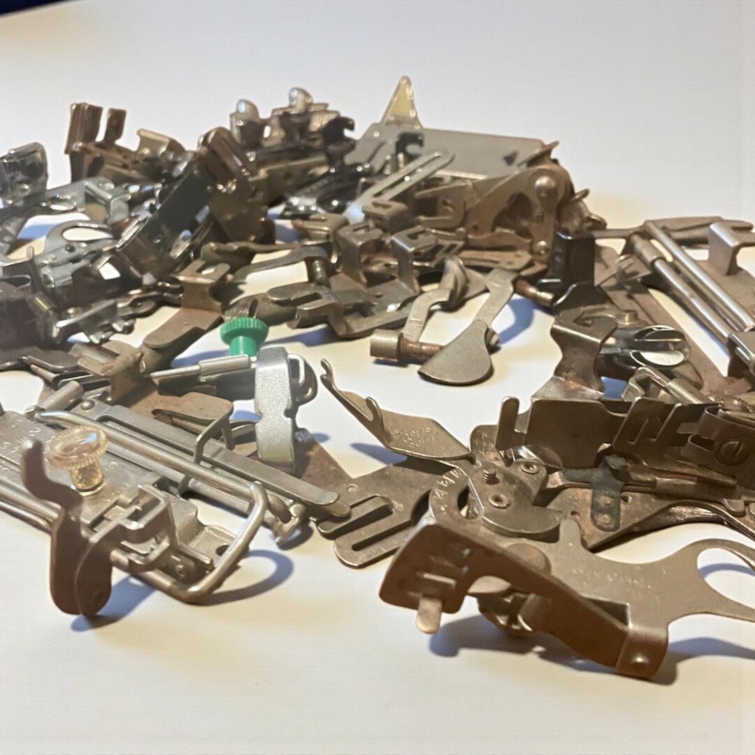 VTG Sewing Machine Attachments Lot Metal Greist and Unmarked Approx 45 ...